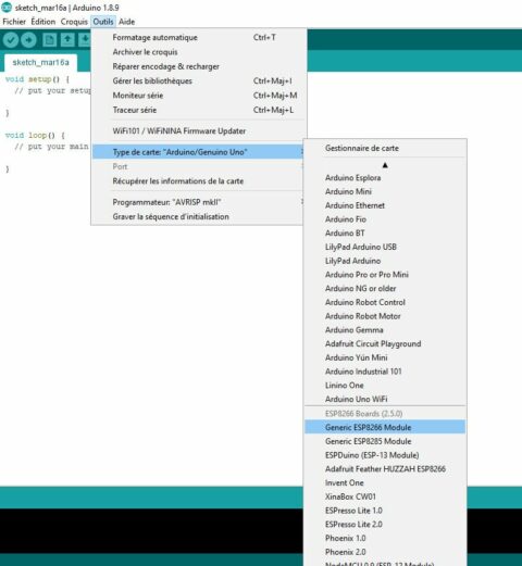 Configurer le logiciel Arduino IDE pour l’ESP8266 - Idehack